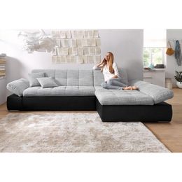 DOMO collection Ecksofa &raquo;MORIC 300x172 cm, XXL-Sofa mit viel Platz, L-Form, auch in Cord&laquo; wahlweise mit Bettfunktion und Armteilverstellung, schwarz-