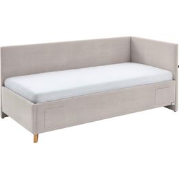 Meise M&ouml;bel meise.m&ouml;bel Kinderbett &raquo;COOL II&laquo; Polsterbett wahlweise mit Bettkasten, Jugendbett inkl. USB Anschl&uuml;sse beige Liegefl&auml;che L&auml;nge B: 200cm x 140cm, Cord 