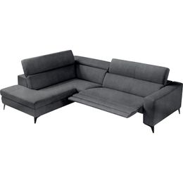 Egoitaliano Ecksofa &raquo;Edith, Designsofa mit hohem Sitzkomfort, Breite 269cm, L-Form&laquo; inkl. elektrischer Relaxfunktion und manuell verstellbaren Kopfteilen grau 