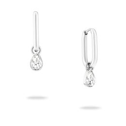 Echtzeit Damen Paar Creolen &raquo;Schmuck Geschenk Edelstahl Ohrringe Like Diamonds Tropfen&laquo; mit Zirkonia (synth.) - Einh&auml;nger abnehmbar silber Edelstahl