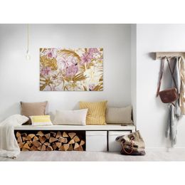 A.S. Cr&eacute;ation Leinwandbild &raquo;Flamingo Art&laquo; Blumen Kunst 1 Stk. tlg. Dschungel Keilrahmen Flamingo Exotisch Hawaii Leinwand-Bild Wohnzimmer bunt Massivholz, Stahl B/H
