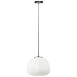 Brilliant Pendelleuchte &raquo;Kaizen&laquo; E27 1 Stk. 184 x 35 cm, E27, k&uuml;rzbar, Riffelglas/Metall, wei&szlig;/schwarz wei&szlig; 1, &Oslash; 35cm, 1 Stk.