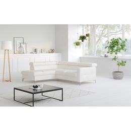 COTTA Ecksofa &raquo;Sammy L-Form&laquo; mit Kopfteilverstellung, wahlweise mit Schlaffunktion & Bettkasten wei&szlig; Microfaser Primabelle (100% Polyester);Die 