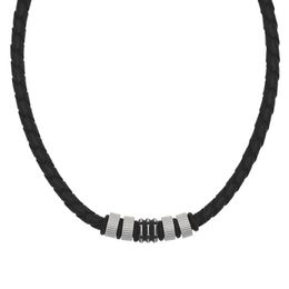 Tom Tailor Herren Tom Tailor Kette mit Anh&auml;nger &raquo;Schmuck Geschenk Edelstahl Leder Kautschuk&laquo; schwarz Edelstahl Kautschuk Leder, L: 52 B: 5mm