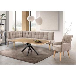 exxpo - sofa fashion Eckbank &raquo;Latte&laquo; moderne Sitz- und R&uuml;ckensteppung, bequem und elegant, hoher Holzfu&szlig; 100% PES B/H/T: 234cm x 95cm x 156cm, 