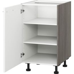 KOCHSTATION Unterschrank &raquo;KS-Trea U60&laquo; zwei Einlegeb&ouml;den, Breite 60 cm, H&ouml;he 75 cm, mit verstellbaren F&uuml;&szlig;en wei&szlig; eichefarben grau, B/H/T: 60cm x 75cm 