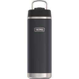 Thermos Isolierflasche &raquo;ICON WATER BOTTLE, Edelstahlk&ouml;rper, sp&uuml;lmaschinenfest&laquo; 0,71l, 12h kalt, schappsicher mit einklappbarem Flip-Strohalm schwarz 