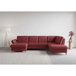 Sit & More sit&more Wohnlandschaft &raquo;G&ouml;teborg&laquo; inkl. Sitztiefenverstellung, wahlweise mit Bettfunktion & Bettkasten lila B/H/T: 327cm x 90cm x 226cm, Flachgewebe 
