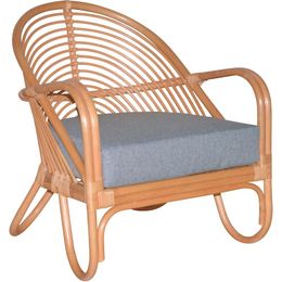 HOFMANN LIVING AND MORE Loungesessel Inklusive extra stark gepolsterten Sitzkissen, 1 Stk. tlg. Handgeflochten gelb Bezug 100% Polyester Polyester, B/