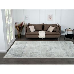 MyFlair Teppich &raquo;My Kazak&laquo; rechteckig 10 mm H&ouml;he Kurzflor, Retro-Style, besonders weich durch Microfaser, mit Fransen beige Polyester B : 200cm 1 Stk., 10mm, 