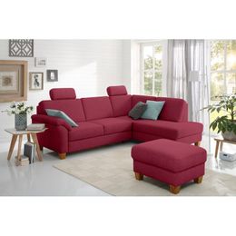 OTTO home Ecksofa &raquo;Borkum L-Form, B: 249 cm - OTTO. Verl&auml;ssliche Qualit&auml;t.&laquo; optional Schlaffunktion, Federkern rot Struktur (100% Polyester);Luxus-