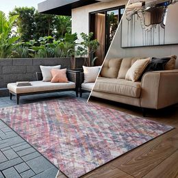 OTTO home Outdoorteppich &raquo;Oryn&laquo; rechteckig 8 mm H&ouml;he Flachgewebe, modern kariert, In- und Outdoor geeignet bunt Polyester B : 160cm 1 Stk., 8mm, L: 