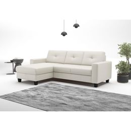 OTTO home Ecksofa &raquo;Varese&laquo; wahlweise mit Schlaffunktion und Bettkasten wei&szlig; B/H/T: 239cm x 91cm x 164cm, NaturLEDER Stoff, Recamiere links,mit 