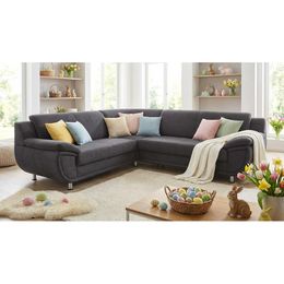 Trendmanufaktur Ecksofa &raquo;Rondo wahlweise mit Schlaffunktion, bequeme Armlehnen&laquo; L-Form, wahlw.mit Federkern, F&uuml;&szlig;e chromfarben, Unser Dauertiefpreis 