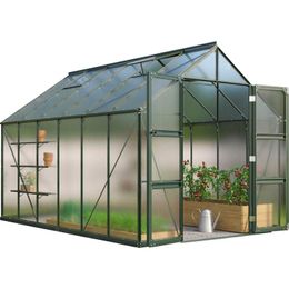 Vitavia Gew&auml;chshaus &raquo;Domus 9900&laquo; mit Doppelschwingt&uuml;ren und bodentiefer T&uuml;rschwelle, 4 mm Hohlkammer gr&uuml;n B/H/T: 257cm x 253,9cm x 387cm