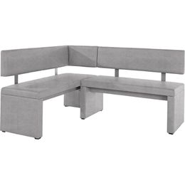 OTTO home Eckbank &raquo;Charissa&laquo; in 3 Gr&ouml;&szlig;en, verschiedene Qualit&auml;ten grau Holzwerkstoff, Massivholz B/H/T: 170cm x 90cm x 140cm, Microfaser, langer 