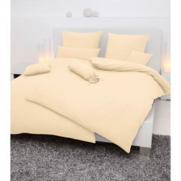 Janine Bettw&auml;sche &raquo;PIANO 0125 31, Seersucker 100% Baumwolle, uni, b&uuml;gelfrei&laquo; 2 Stk. Markenrei&szlig;verschluss, feinf&auml;dige Qualit&auml;t, gek&auml;mmte Mako-Garne beige Soft