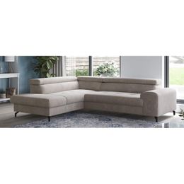 COTTA Ecksofa &raquo;Aura L-Form, B: 260 cm, inkl. Schlaffunktion, 3 verstellbare&laquo; Kopfteile, extra Bettkasten, Fu&szlig;h&ouml;he 12cm, Liegefl&auml;che 176x123cm beige B/
