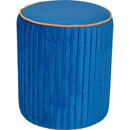 Home Affaire Hocker 1 Stk. tlg. blau Samtbezug 100% Polyester B/H/T: 38cm x 46cm x 38cm, Samt