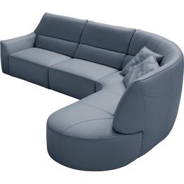 Egoitaliano Ecksofa &raquo;Puffy, extravagant & edel, Retro Designsofa, hoher Sitzkomfort, L-Form&laquo; mit Ottomane, wahlweise mit und ohne elektrischer Relaxfunktion grau 
