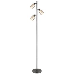 Globo LIGHTING Stehlampe &raquo;VILLEGAS&laquo; E14 1 Stk. Stehleuchte Schwarz-Chrom, Glas opal/verchromt, Fu&szlig;tritt, E14 grau 3, H: 161cm, 1 Stk.