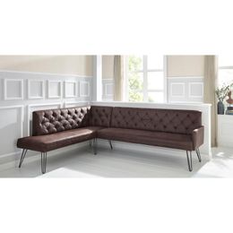 exxpo - sofa fashion Eckbank &raquo;Doppio, Chesterfield Optik, komfortabel und bequem, hohe Designf&uuml;&szlig;e&laquo; Frei im Raum stellbar braun 100% Polyester B/H/T: 