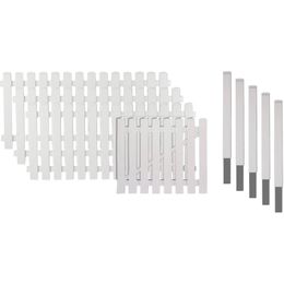 TETZNER & JENTZSCH Gartenzaun &raquo;Lexington 1&laquo; Kunststoff, 80 cm hoch, 3 Elemente + 1 T&uuml;r f&uuml;r 6,85 m, 5 Pfosten wei&szlig; Polyvinylchlorid (PVC) H/L: 80cm x 6,85m, Pfosten: 5 