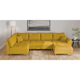 Home Affaire Wohnlandschaft &raquo;CHARRE U-Form mit Ottomane, Ma&szlig;e B/T/H: 310/161/81 cm&laquo; feine Steppung, lose R&uuml;cken- und Zierkissen, auch in Cord und 