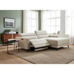 OTTO home Ecksofa &raquo;LEWII, L-Form, 213 cm - elektr. Relaxfunktion&laquo; mit USB A/C-Anschluss. Federkern, verstellbaren Kopfst&uuml;tzen, Webstoff Webstoff 100% 