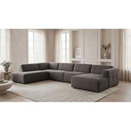 OTTO home Wohnlandschaft &raquo;Kelani&laquo; mit dekorativer Knopfsteppung an den Armlehnen grau 100% Polyester B/H/T: 384cm x 73cm x 227cm, Webstoff fein, 