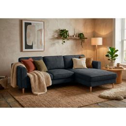 Home Affaire Ecksofa &raquo;Booster, whlw. mit Schlaffunktion & Bettkasten, Fu&szlig; Buche lackiert&laquo; Recamiere beidseitig montierbar, L-Form, in Cord & Struktur,