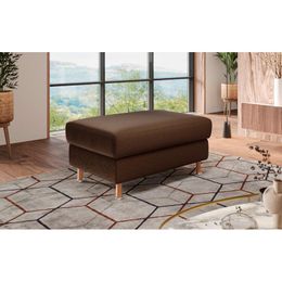 OTTO home Polsterhocker &raquo;Calypso&laquo; Holzfuesse mit Metallteller braun 100%Polyester B/H/T: 100cm x 48cm x 65cm, Luxus-Microfaser Lederoptik,mit Stauraum