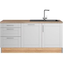 Optifit K&uuml;che &raquo;Ahus&laquo; 180 cm breit, wahlw.mit E-Ger&auml;ten, Soft Close Funktion, MDF Fronten grau B/H/T: 180cm x 90,8cm x 60cm, ohne E-Ger&auml;te