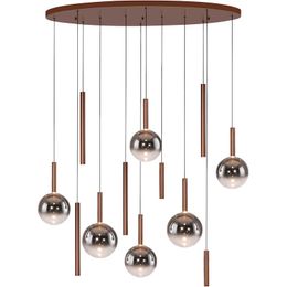 Paul Neuhaus LED Pendelleuchte &raquo;BOWL&laquo; LED-Board 1 Stk. Warmwei&szlig; Dimmbar &uuml;ber Lichtschalter, Memory, H&ouml;henverstellbar, Rauchgl&auml;ser 12, H: 100cm, 1 Stk.