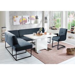 exxpo - sofa fashion Eckbank &raquo;Affogato, bequem und elegant, hochwertige Detailverarbeitung&laquo; Frei im Raum stellbar blau Struktur: Webvelour 100% 