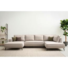 OTTO home Wohnlandschaft &raquo;TVINNU Leinenoptik, 354 cm&laquo; Recamiere rechts/links, schwarze Metallf&uuml;&szlig;e, bequeme Sitz-/Liegefl&auml;che B/H/T: 354cm x 83cm x 
