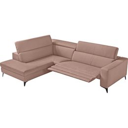 Egoitaliano Ecksofa &raquo;Edith, Designsofa mit hohem Sitzkomfort, Breite 269cm, L-Form&laquo; inkl. elektrischer Relaxfunktion und manuell verstellbaren Kopfteilen rosa 