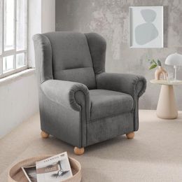 Home Affaire Ohrensessel &raquo;Torello Relaxsessel, toller Sitzkomfort, Breite 92cm, hohe R&uuml;ckenlehne&laquo; 1 Stk. tlg. grau 100% Polyester Microfaser, B/H/T: 