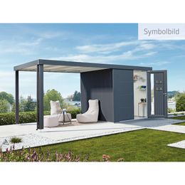 BioHort Ger&auml;tehaus &raquo;NEO Gr. 4A, verschiedene Farben&laquo; stylisches Gartenhaus mit Flachdach grau Stahl Einheitsgr&ouml;&szlig;e