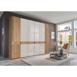 Wiemann Kleiderschrank &raquo;Cardiff&laquo; inkl. T&uuml;rd&auml;mpfung wei&szlig; Floatglas, Hartfaserplatte, Holzwerkstoff, Massivholz Bianco-Eiche-Nachbildung, B/H/T: 295,2cm