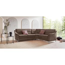 OTTO home Ecksofa &raquo;Cardoso L-Form&laquo; mit Trapezecke f&uuml;r mehr Sitzkomfort, wahlweise auch mit Schlaffunktion braun Luxus-Microfaser ALTARA NUBUCK (100% 