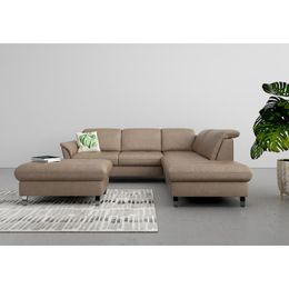 Sit & More sit&more Ecksofa &raquo;Maggiore L-Form&laquo; wahlweise mit Kopfteilverstellung, Schlaffunktion und Stauraum grau 100% Polyester B/H/T: 261cm x 88cm x 224cm, 
