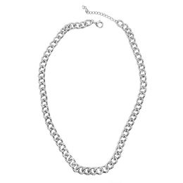 Firetti Damen Panzerkette &raquo;Schmuck Geschenk Silber 925 Halsschmuck Halskette&laquo; mit Zirkonia (synth.) Silber 925 (Sterlingsilber), L: 47 B: 7,5mm