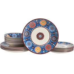 Creatable Teller-Set &raquo;Sumaya, Teller Set 18-tlg&laquo; Mandala Motive blau Steingut 18 Stk.