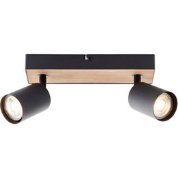 Brilliant Deckenstrahler &raquo;Jello Wood&laquo; GU10 1 Stk. Warmwei&szlig; Spotbalken schwenkbar, 15x24x8 cm, GU10, 345lm, 3000K, Metall/Holz schwarz 2, H: 15cm, 1 Stk.