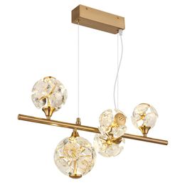 Globo LIGHTING H&auml;ngeleuchte &raquo;VIRINA&laquo; LED-Modul 1 Stk. Warmwei&szlig; H&auml;ngelampe Esszimmer-Leuchte Esstischleuchte Wohnzimmer gold H: 150cm, 1 Stk.