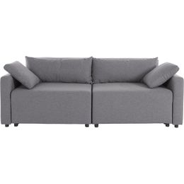 Home Affaire 2-Sitzer &raquo;Marva 2tlg.&laquo; beide Elemente ausziehbar f&uuml;r Bettfunktion, mit Bettkasten grau Struktur fein (100% Polyester);Samtoptik (100% 