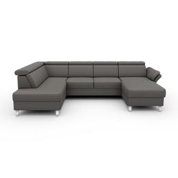 Sit & More sit&more Wohnlandschaft &raquo;Vincenzo U-Form&laquo; inklusive Kopfteilverstellung, optional Schlaffunktion & Bettkasten grau B/H/T: 317cm x 84cm x 93cm, Luxus-