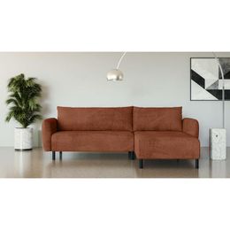Home Affaire Ecksofa &raquo;Glandine&laquo; L-Form orange 100% Polyester B/H/T: 233cm x 82cm x 177cm, Chenille-Struktur, Recamiere rechts