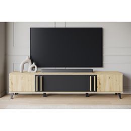 Home Affaire Lowboard &raquo;Helsinki, TV-Kommode Breite 180cm&laquo; 1 Stk. tlg. modernes Design, 3 Klappt&uuml;ren schwarz Holzwerkstoff B/H/T: 180cm x 40cm x 33cm